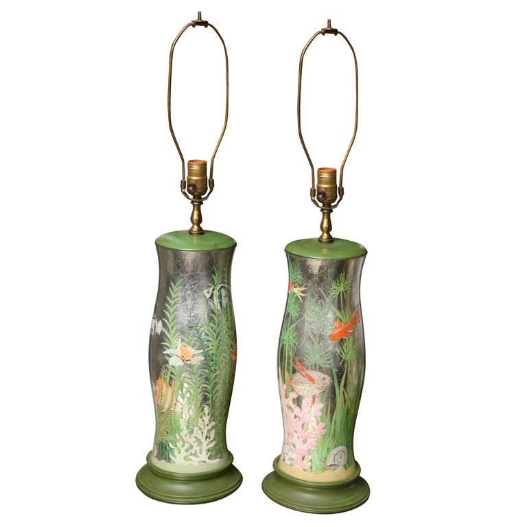 Pair of Decoupage "Sea Life" Lamps at 1stDibs