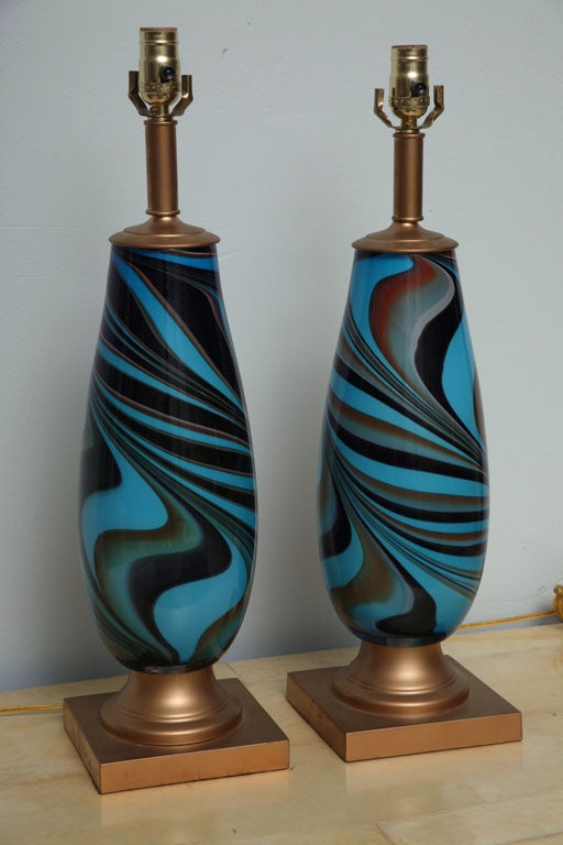 A Pair of Italian Glass Lamps, by Emilio Pucci at 1stDibs