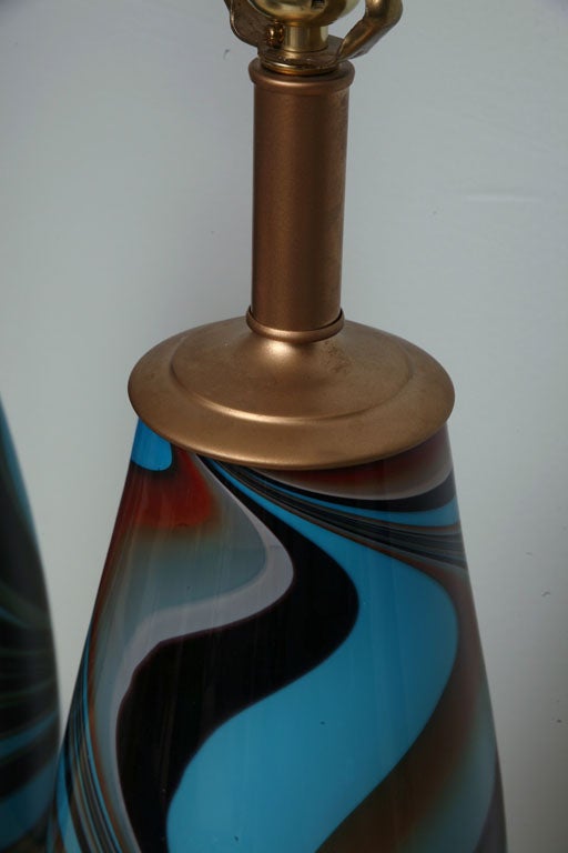 A Pair of Italian Glass Lamps, by Emilio Pucci at 1stDibs