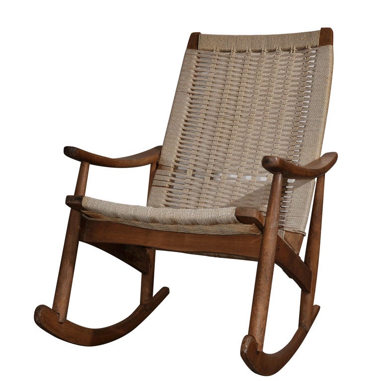 Stately Teak and Rope Rocker at 1stDibs