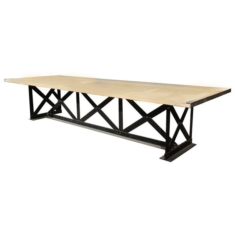 12 ft Steel Base Table at 1stDibs