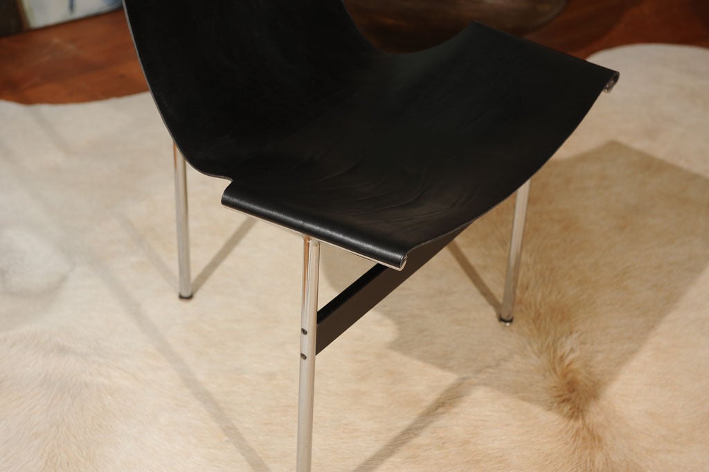 Laverne International T Chair with Black Leather Sling Seat at 1stDibs
