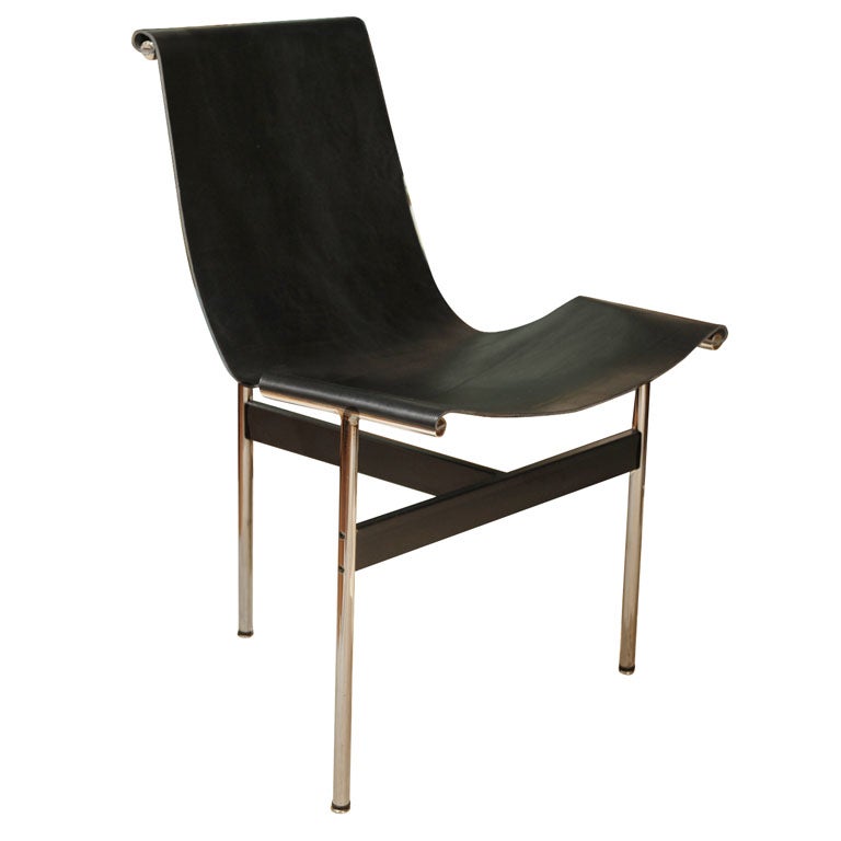 Laverne International T Chair with Black Leather Sling Seat at 1stDibs
