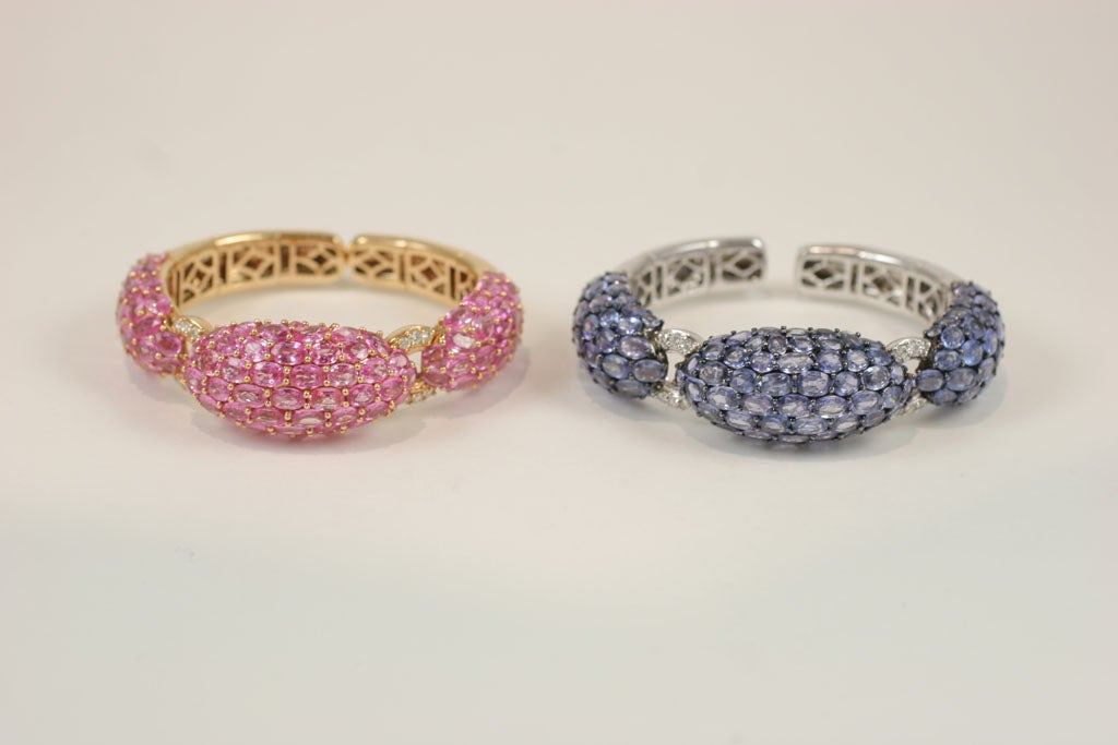 Pink and Blue Sapphire Dinner Bangles For Sale (Free Shipping) at 1stDibs