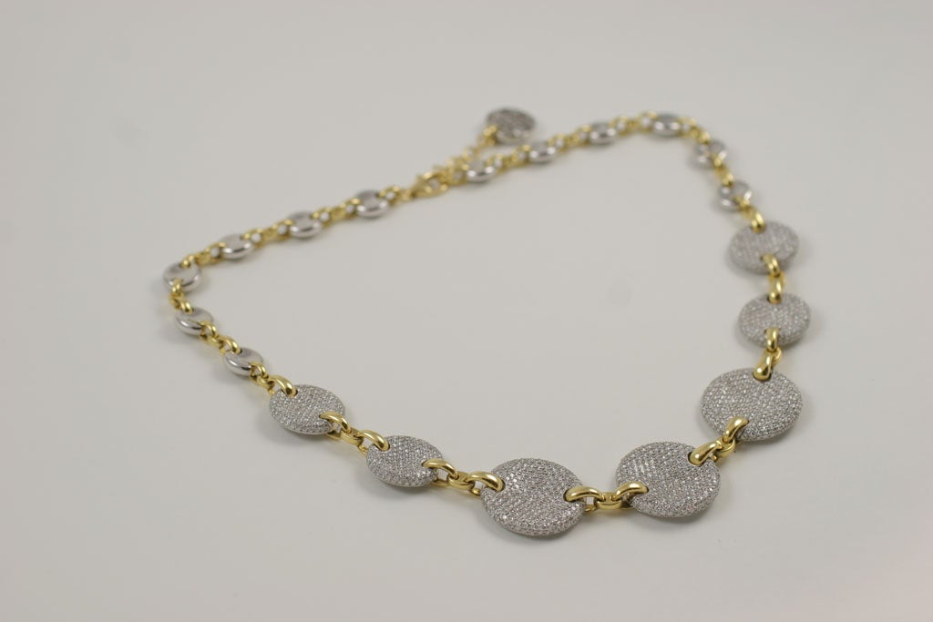 Diamond Disc Necklace For Sale at 1stDibs