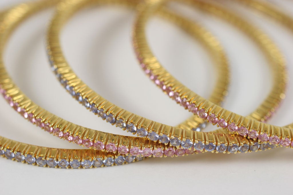 Pink and Blue Sapphire Bangles For Sale at 1stDibs | pink and blue bangles