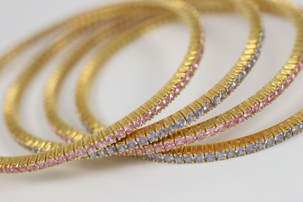 Pink and Blue Sapphire Bangles For Sale at 1stDibs | pink and blue bangles