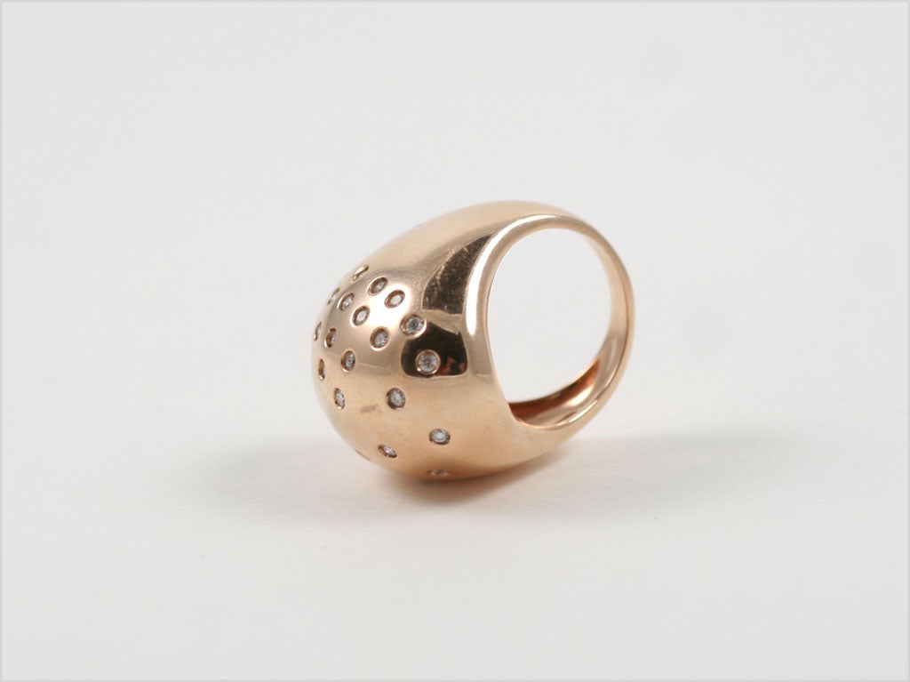 Rose Gold Dome Ring with Diamonds For Sale at 1stDibs