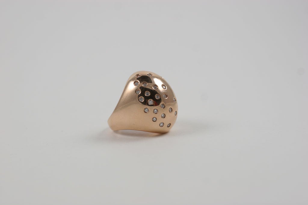 Rose Gold Dome Ring with Diamonds For Sale at 1stDibs