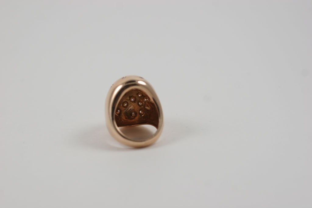 Rose Gold Dome Ring with Diamonds For Sale at 1stDibs