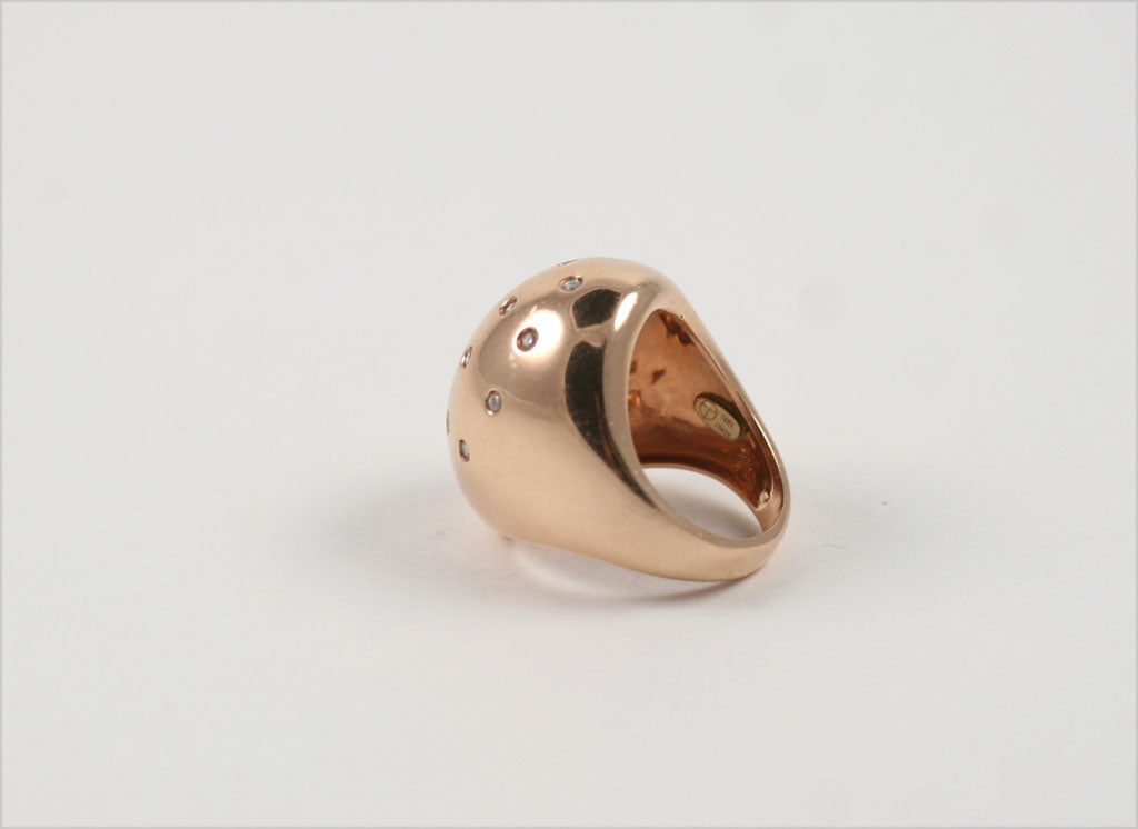 Rose Gold Dome Ring with Diamonds For Sale at 1stDibs