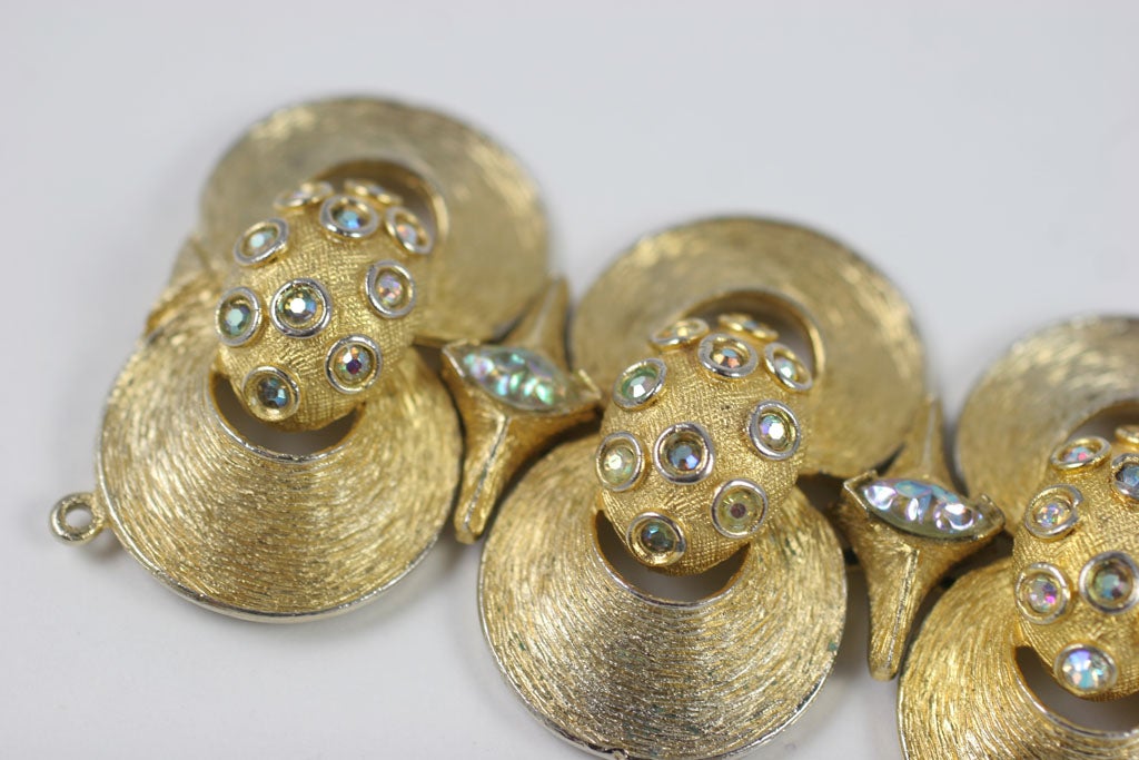 HOBE Rhinestone and Goldtone Clamshell Bracelet For Sale at 1stDibs ...