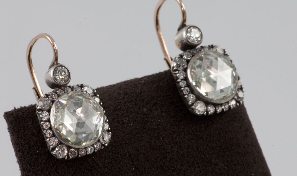 Stunning Rose cut diamond earrings at 1stDibs