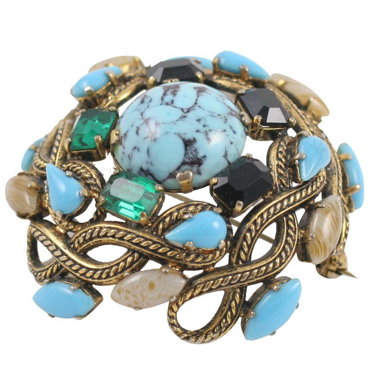 Vintage Christian Dior Dome Brooch at 1stDibs