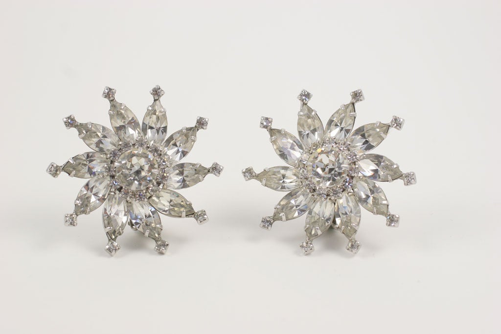 Huge Sparkly Rhinestone Earrings For Sale at 1stDibs | big sparkly ...