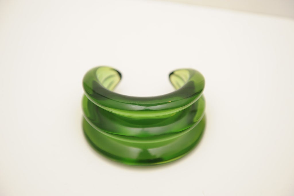 AMAZING GREEN LUCITE CUFF BRACELET For Sale at 1stDibs