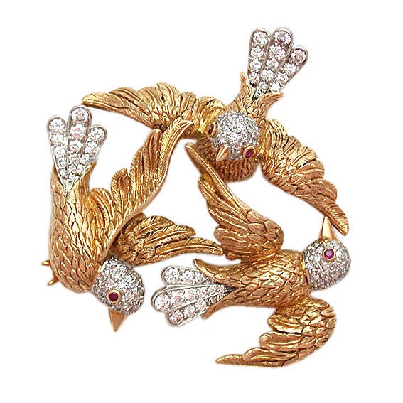 Vintage Verdura Gold and Diamond Brooch, 1953 at 1stDibs | verdura brooch