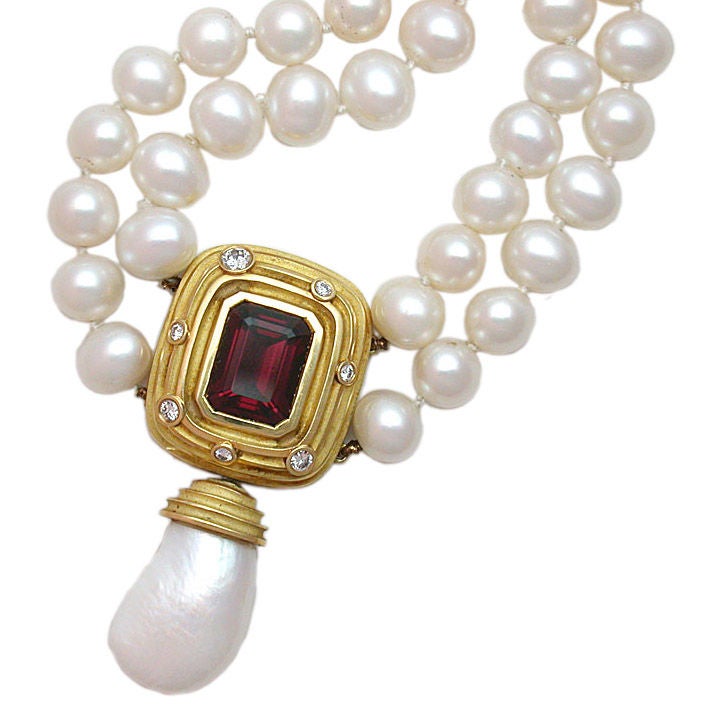 Christopher Walling Gold and Pearl Necklace at 1stDibs