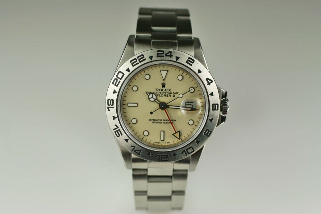 Rolex Cream Dial Explorer II ref 16550 at 1stDibs | rolex 16550 cream ...