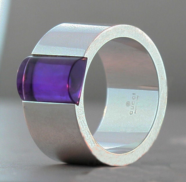 Gucci White Gold and Amethyst Ring at 1stDibs