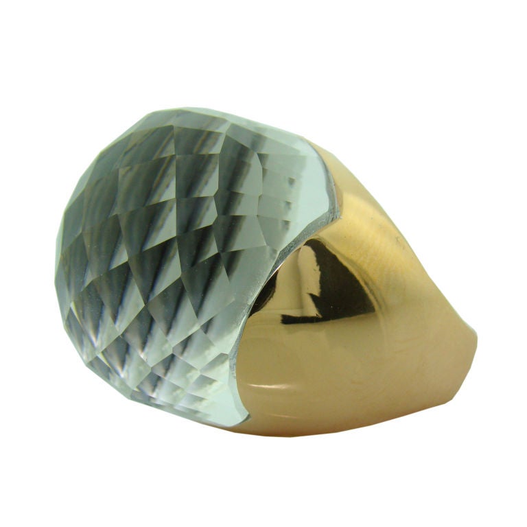 Rock Crystal and 18K Yellow Gold Dome Ring at 1stDibs