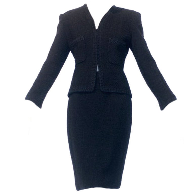 Chanel haute couture black suit For Sale at 1stDibs