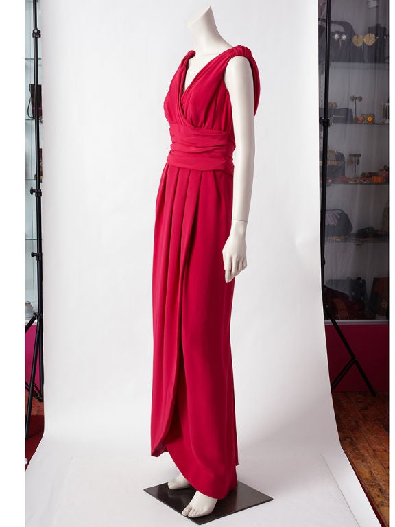 Victor Edelstein Silk Crepe Draped Evening Gown at 1stDibs | victor ...
