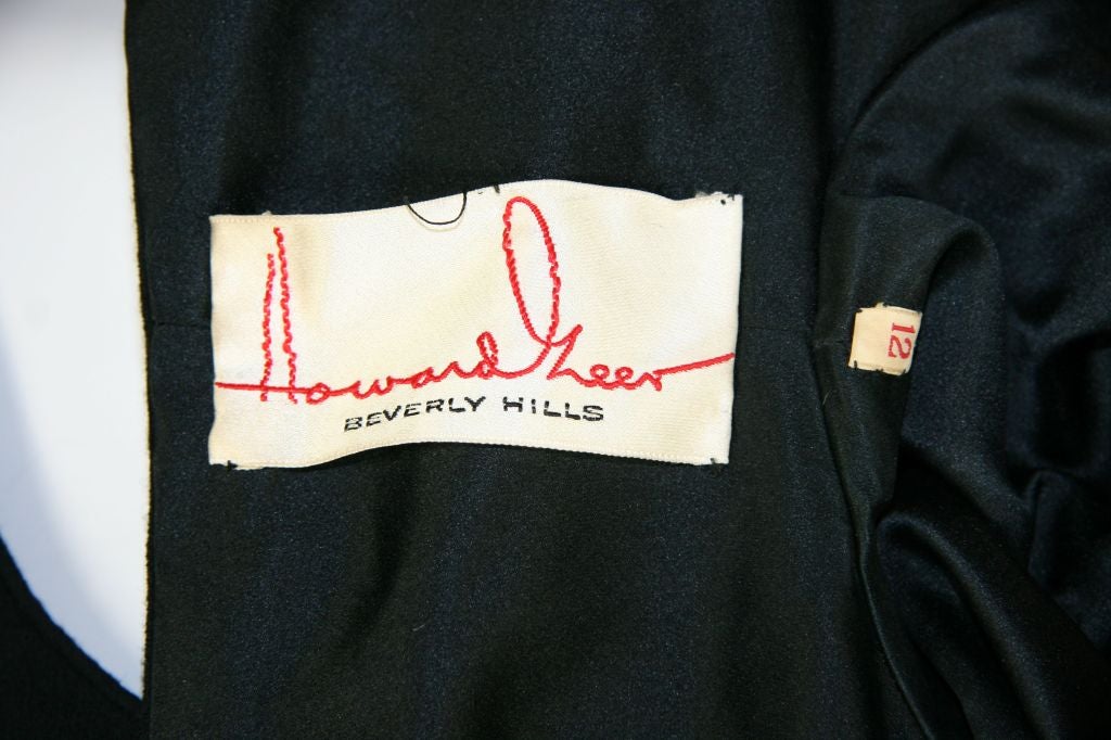 Howard Greer Black Cocktail Dress with Jacket, Fox Trim at 1stDibs