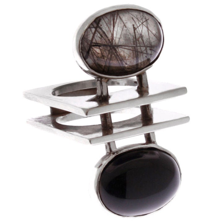 Rutilated Quartz Modernist Ring at 1stDibs