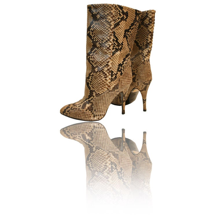 80s Natural Python Stiletto Boots at 1stDibs