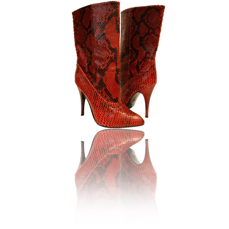 80s Python Stiletto Boots - Never Worn at 1stDibs