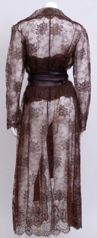 Valentino Brown Lace Wrap Negligee at 1stDibs