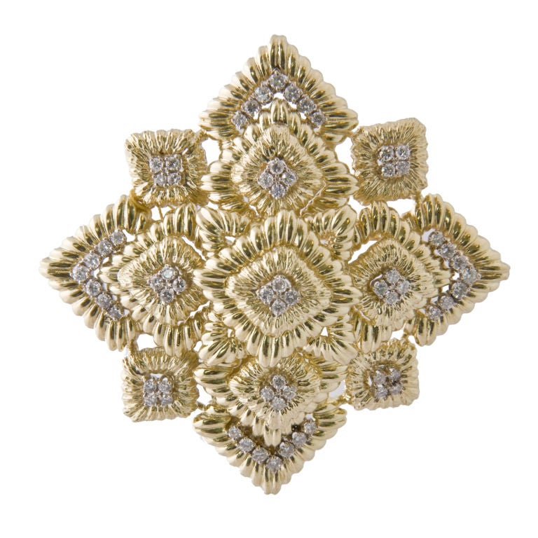 18kt. Rope Edge Diamond Brooch at 1stDibs