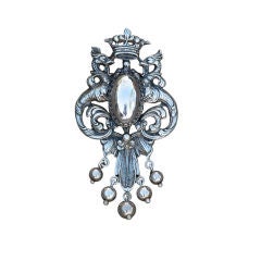 1950s CINI Sterling 'Crown' Pendant Brooch For Sale at 1stDibs