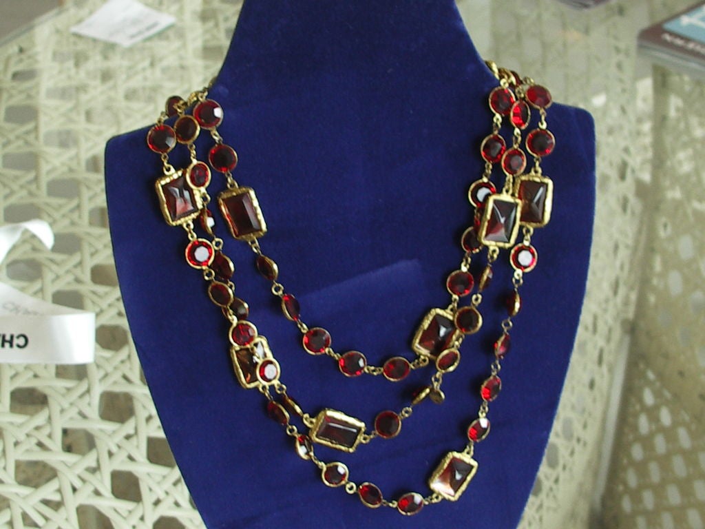 Chanel Red Chiclet Necklace at 1stDibs