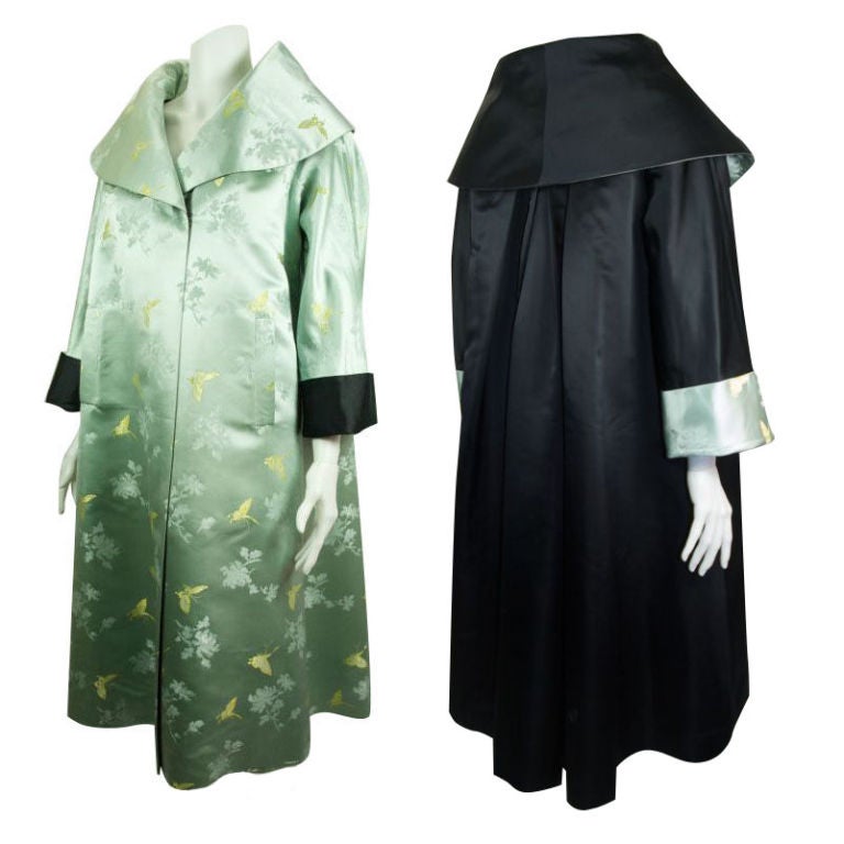 VINTAGE 1950 EXTRAORDINARY SATIN REVERSIBLE SWING DUSTER COAT For Sale ...