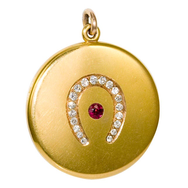 Large 14K Diamond and Ruby Victorian Locket at 1stDibs