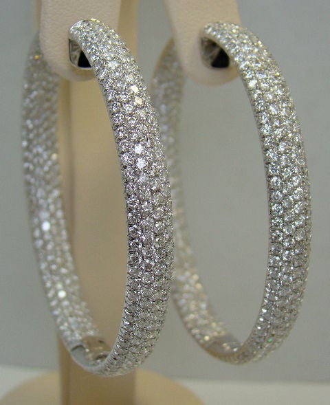 Large Diamond Hoop Earrings w/ Unique Diamond Display at 1stDibs