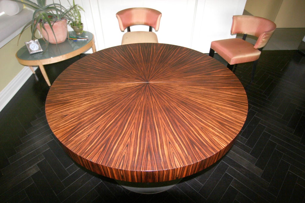 An estate french style Zebra wood dining Table - one of a kind at 1stDibs