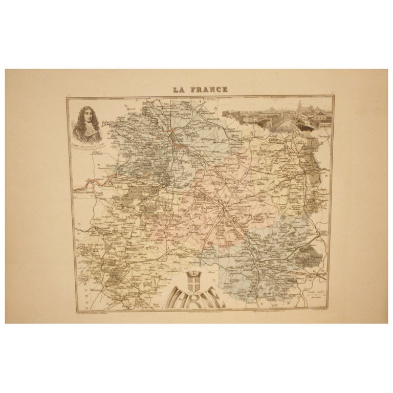 Twelve Framed Antique French Maps, Hand Colored at 1stDibs