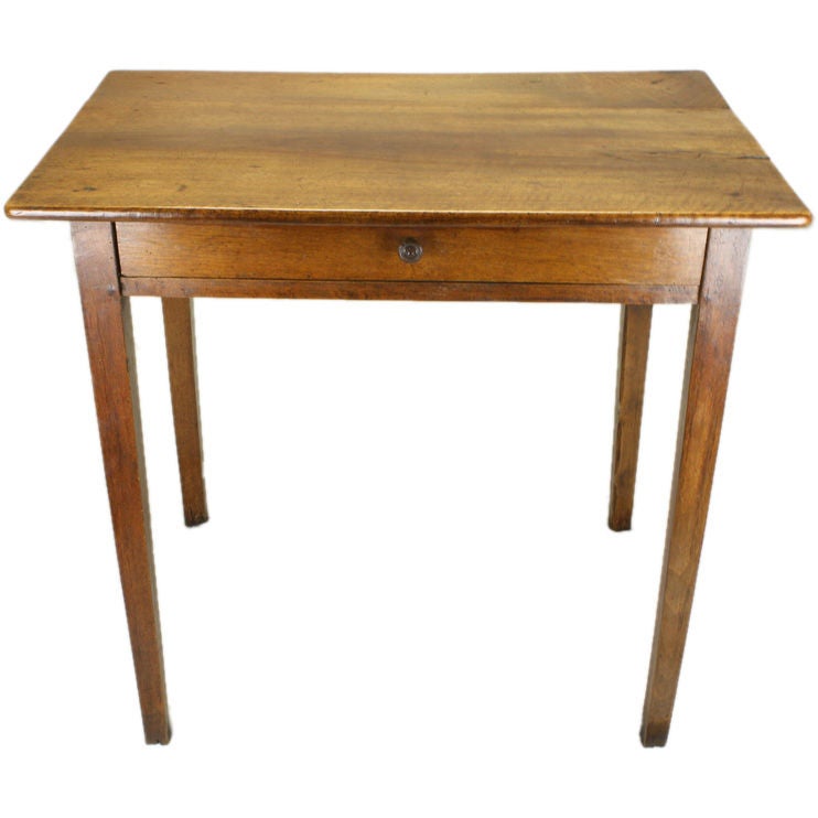 French Antique Walnut Side Table, One Drawer at 1stDibs