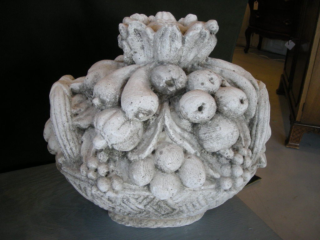 Pair of Large Cast Stone Fruit Baskets at 1stDibs