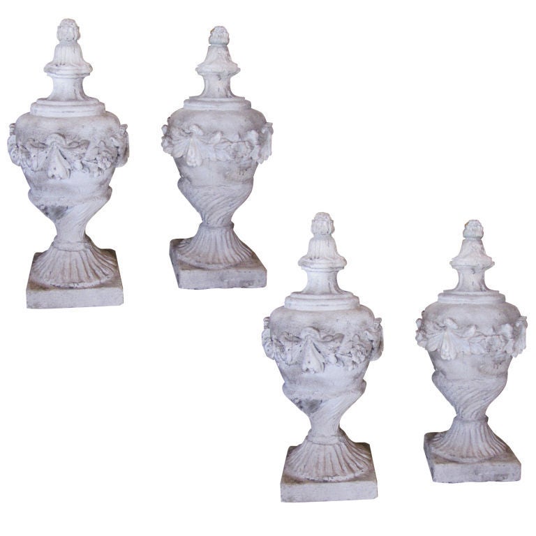 Set of 4 Large Limestone Ornamental Urns at 1stDibs