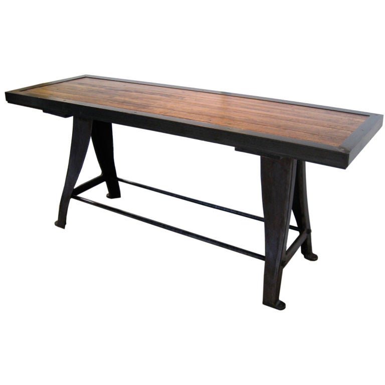 "INDUSTRIAL CHIC" IRON AND WOOD CONSOLE TABLE at 1stDibs