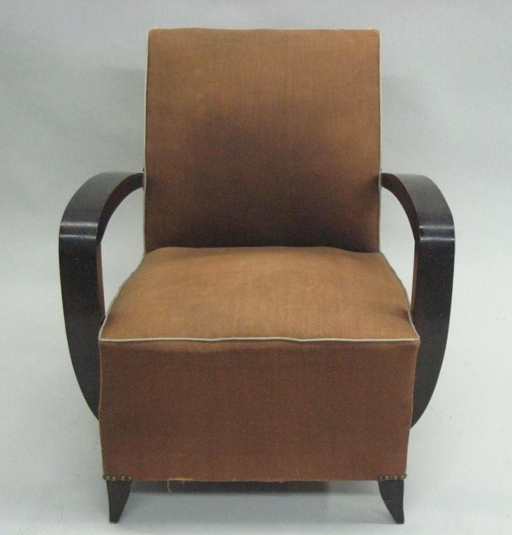Pair of French Mid-Century Modern Lounge / Club Chairs Attributed to ...