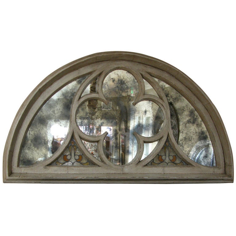 A Massive French Neogothic Painted Carved Wood Arched Window Frame at ...