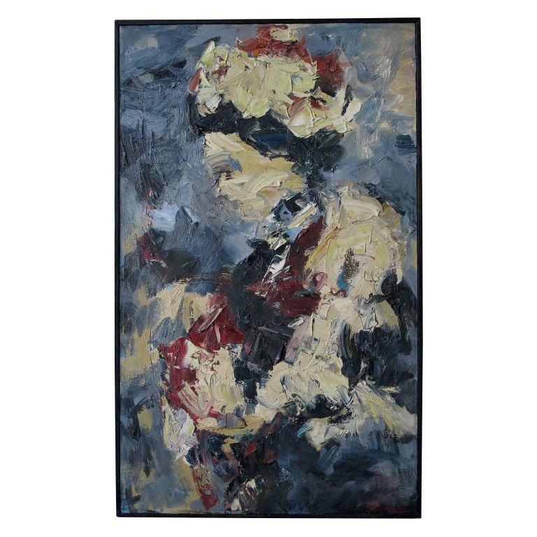An Expressive American 1950s Abstract Expressionist Oil Painting of a ...