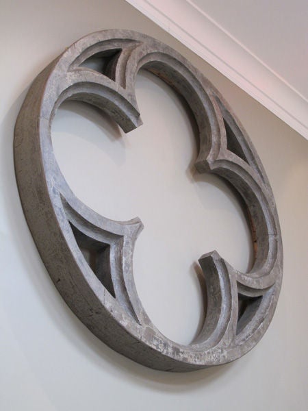 A Massive Belgain Neogothic Gray Painted Quatrefoil Frame at 1stDibs