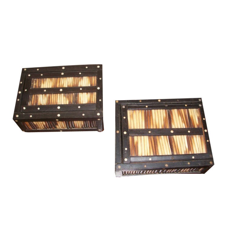 PAIR OF PORCUPINE NEEDLE BOXES at 1stDibs