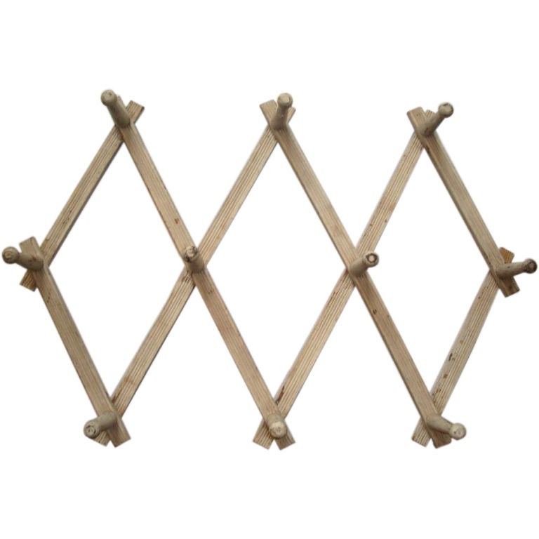 19TH C. ORIGINAL WHITE PAINTED ACCORDION STYLE, WOOD CUP RACK at 1stDibs